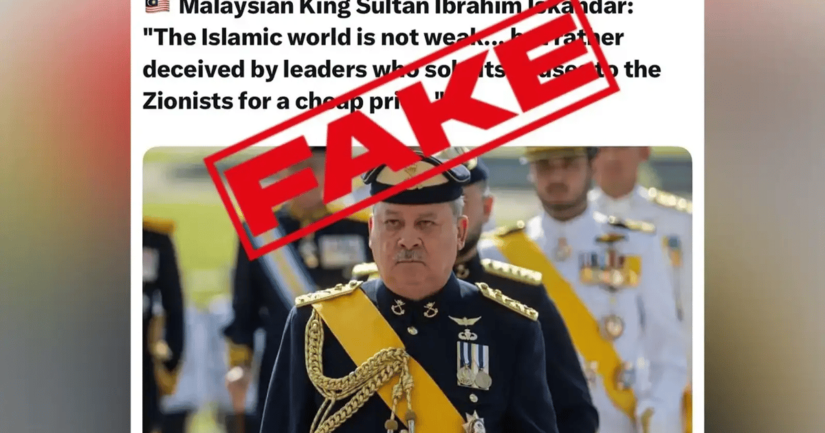 Kenyataan dunia Islam petik titah, gambar Sultan Ibrahim palsu | FMT